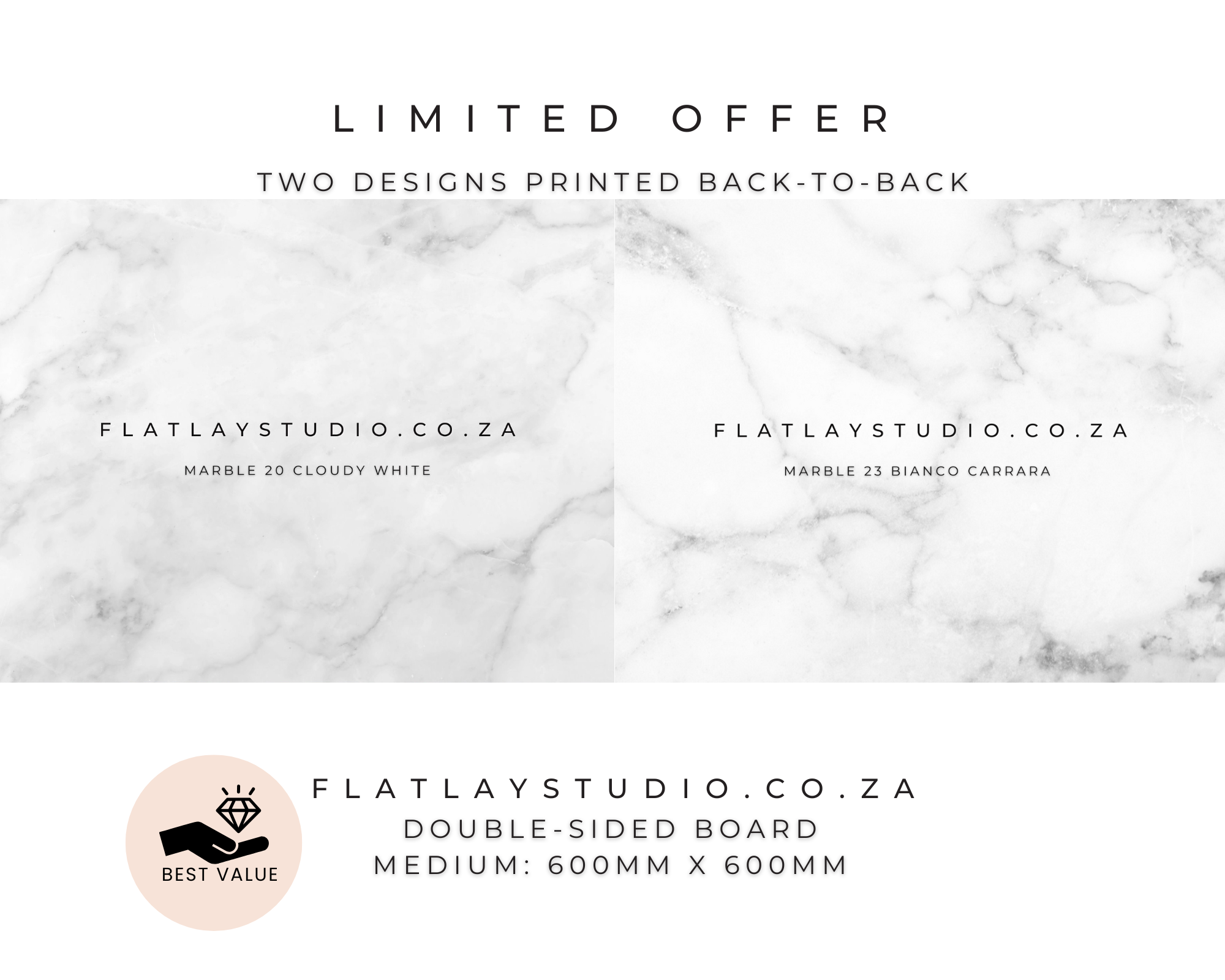 Double-sided Medium Board: Marble 20 + Marble 23 – FlatlayStudio