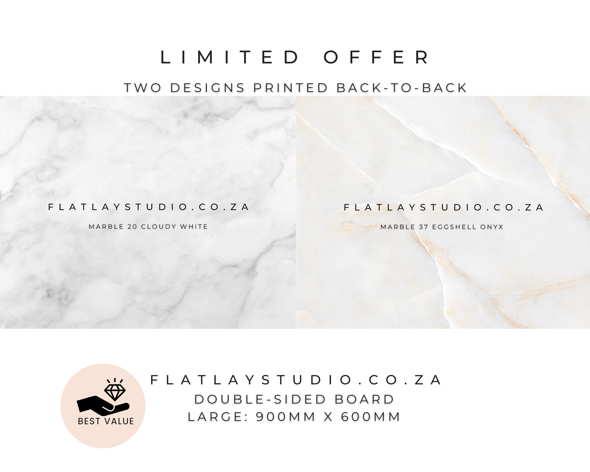 Double-sided Large Board: Marble 20 + Marble 37 – FlatlayStudio